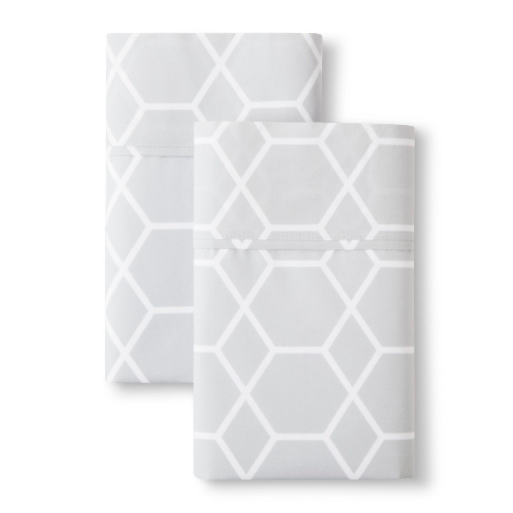 Threshold Organic Pillow Case"Light Gray/White""King"