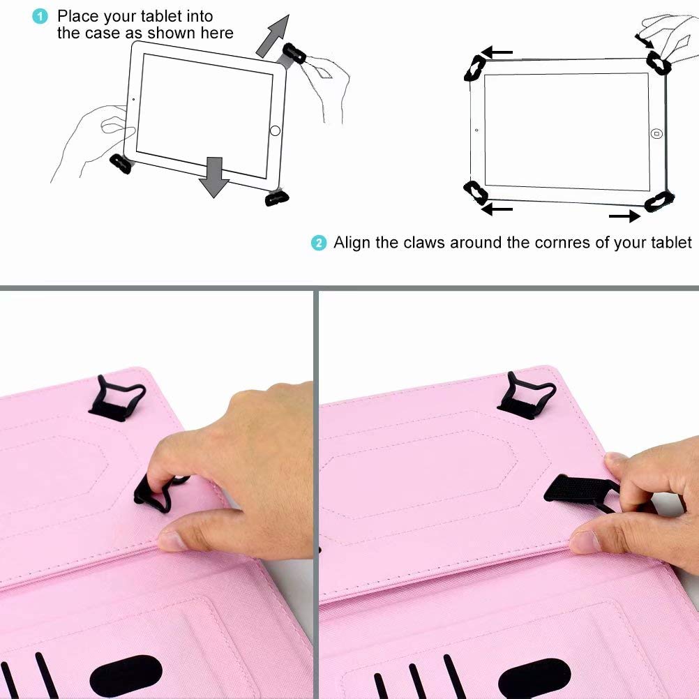 Universal 8.0" Tablet Case, AMOTIE Wallet Stand Cover Shockproof Case for iPad Mini 1 2 3 4 5/ Galaxy Tab E 8.0/ Tab A 8.0/ Fire HD 8 and More 7.5-8.5 inch Tablet, Pink Unicorn