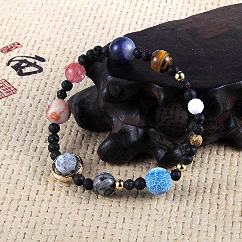 YEYULIN Galaxy Solar System Bracelet Universe Nine Planets Natural Stone Stars Earth Moon Bracelets