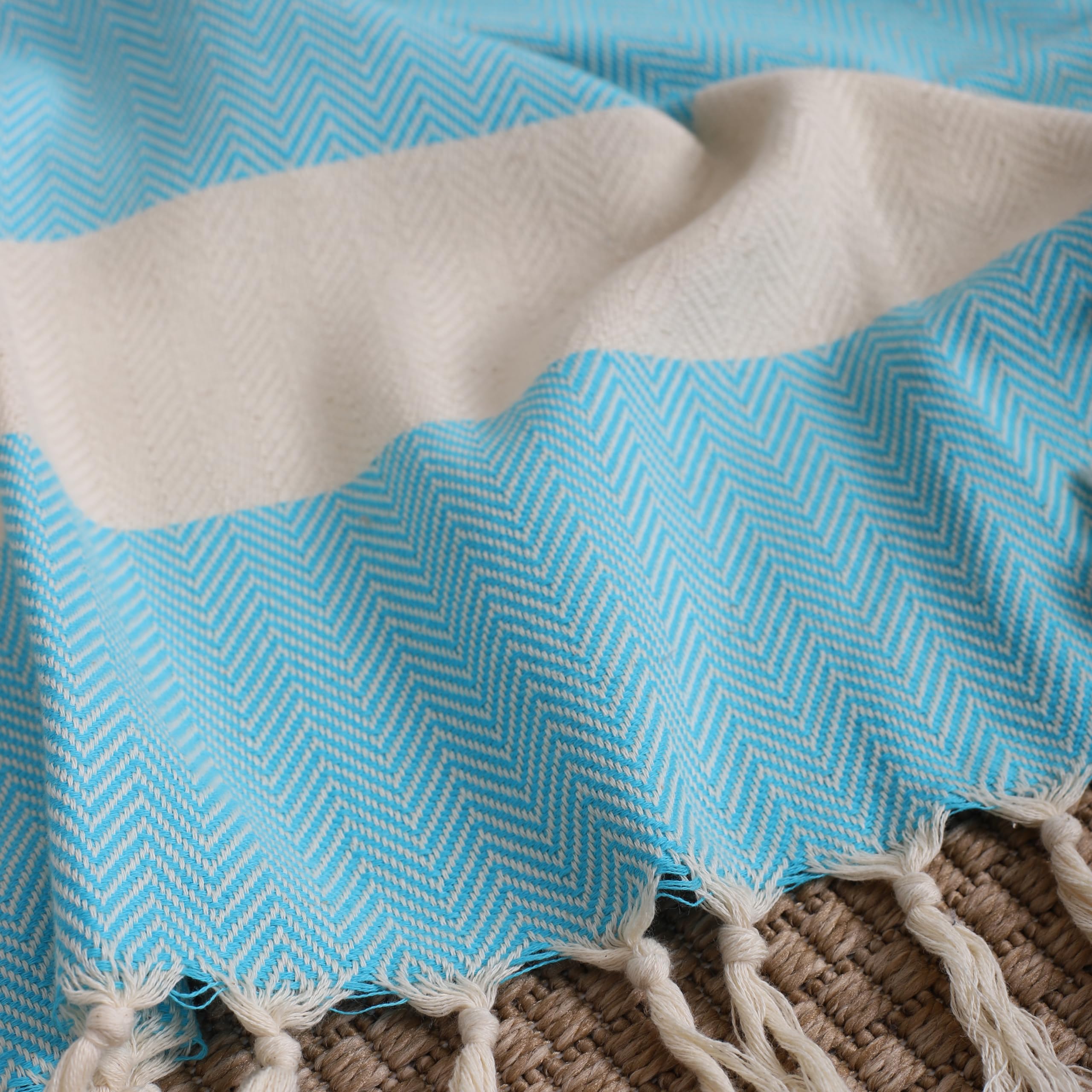 YNC Turkish Beach Towel,100% Cotton,Organic,Lightweight,Absorbent and Quick Dry,Sand Free,36 * 71 inches,Peshtemal Towel for Bathroom,SPA,Pools,Yoga,Gym (Turquoise)