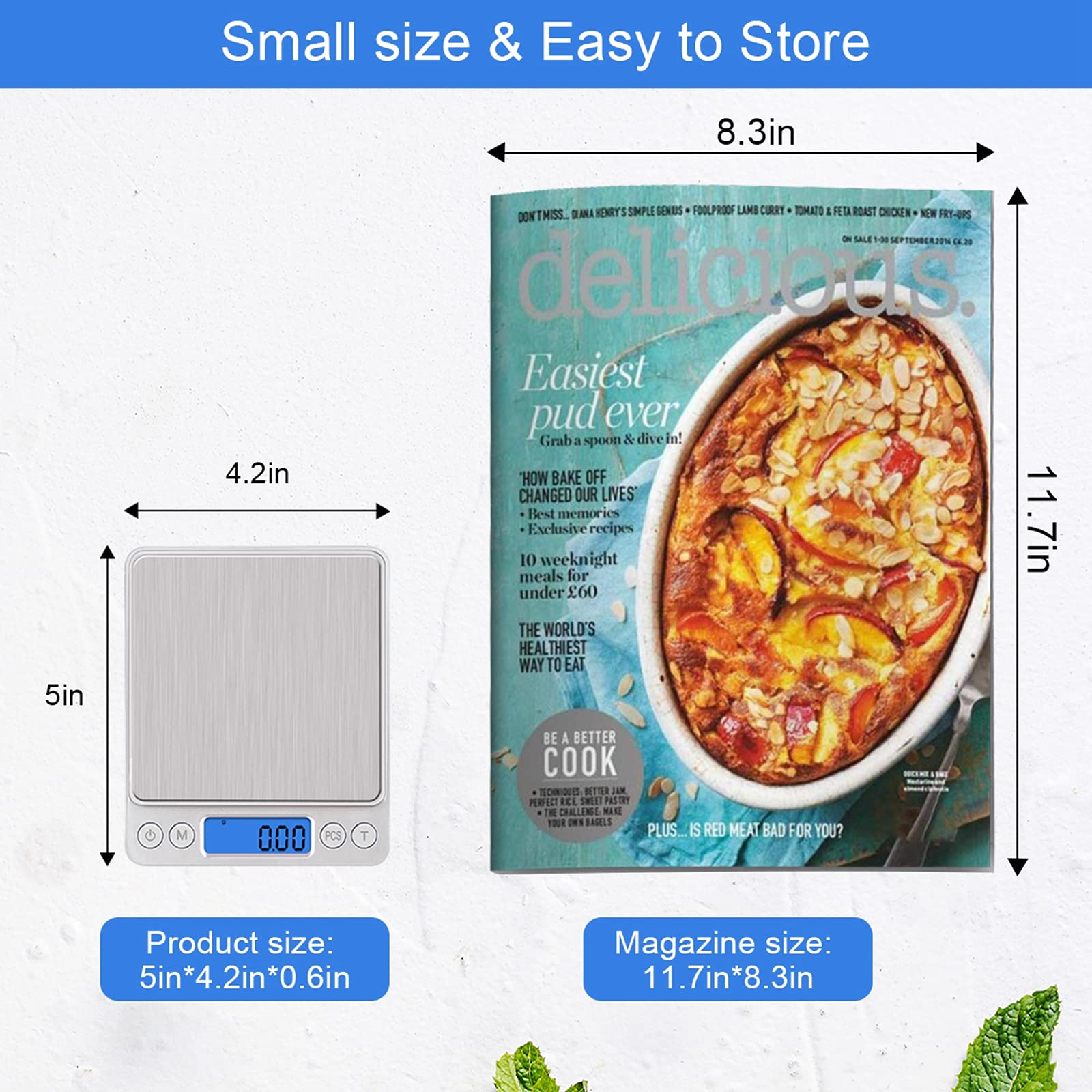 UNIWEIGH Digital Kitchen Scale, 500g/0.01g Gram Scale,Cooking Food Scale Digital Weight Grams and OZ with LCD Display, Digital Jewelry Coffee Scale with 2 Trays,Auto Off, Tare,Stainless Steel
