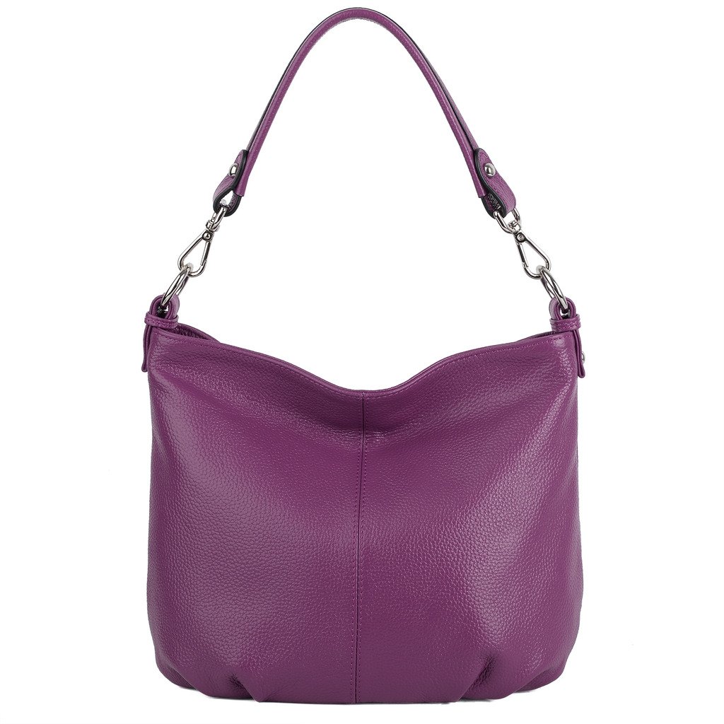 YALUXE Women's Front Pocket Soft Cowhide Leather Small Mini Purse Style Shoulder Bag Purple