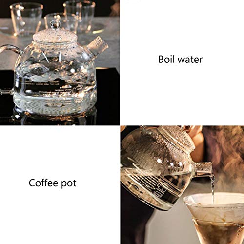 ZNZN Glass Kettle Clear Camping Kettle Creative Portable Ultra Light Kettle Teapot Coffee Maker Quick Boiling (1.75L (59.1oz) Multifunctional Water Kettle