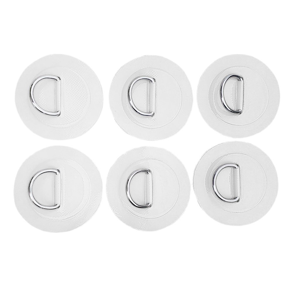 YiMusic Heavy Duty SUP Bungee Deck Rigging Kit with 6 Pieces Stainless Steel D-Ring Patch Suit for PVC Inflatable Boat Kayak Canoe Deck Accessories (White)