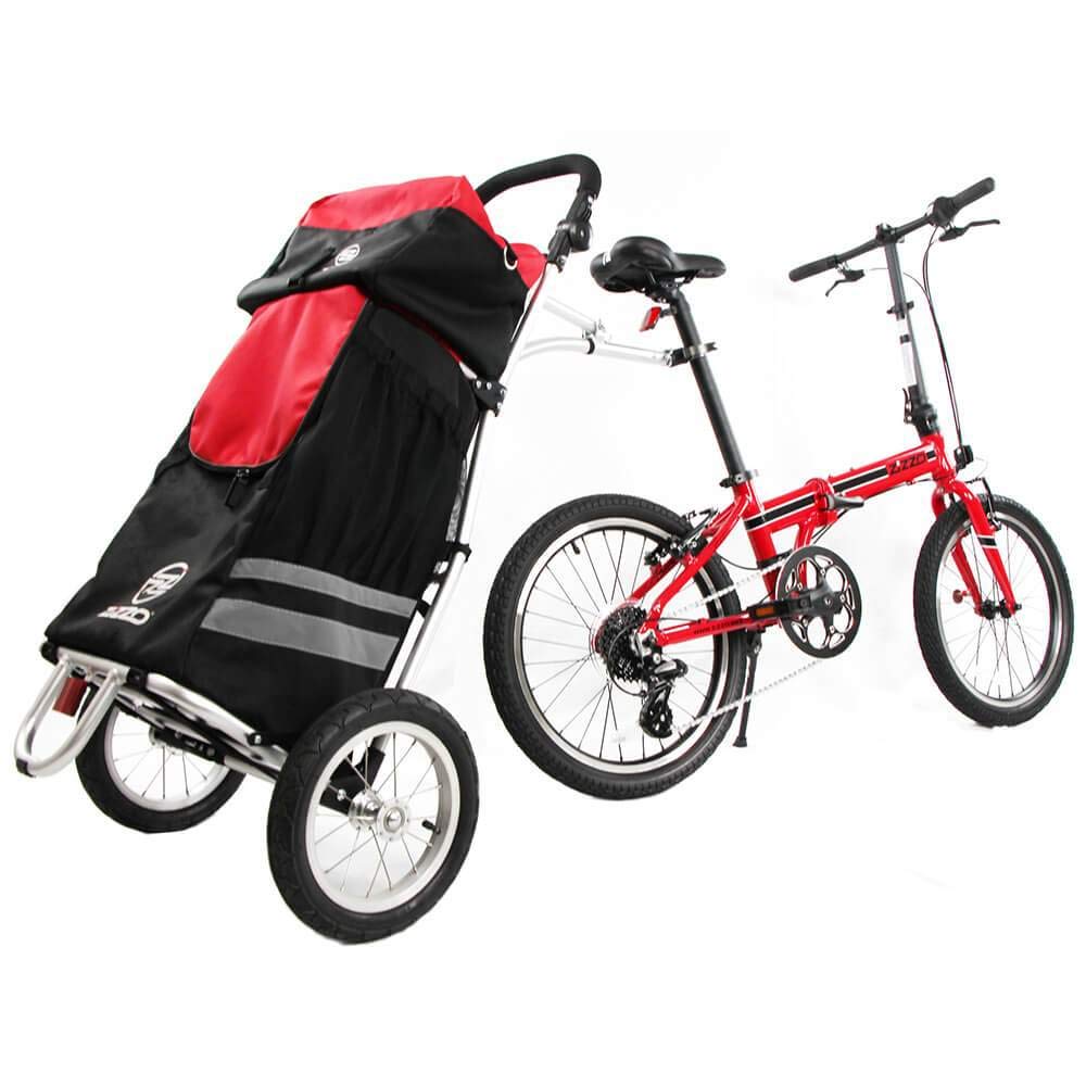 ZiZZO Compact Folding Cargo Bike Trailer with a Free Tote Bag and a Free Large Shopping Bag