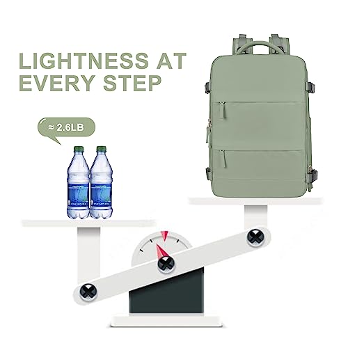 UPPACK Travel Backpack For Women Men Carry On Backpack Flight Approved Gym Bag With Shoe Compartment Hiking Waterproof Laptop Backpack College Essentials Grey Green
