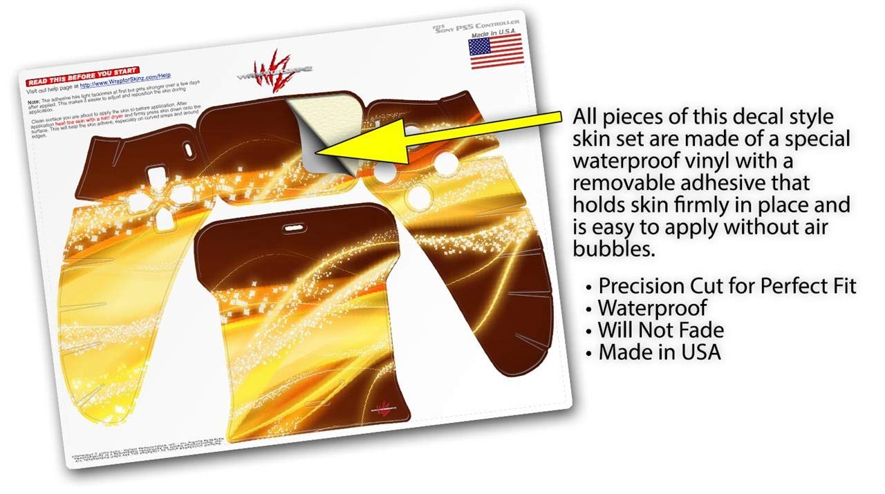 WraptorSkinz Skin Wrap compatible with Sony PS5 DualSense Controller Mystic Vortex Yellow (CONTROLLER NOT INCLUDED)