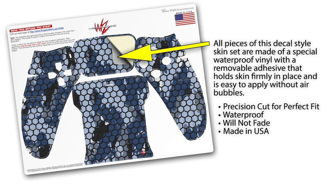 WraptorSkinz Skin Wrap compatible with Sony PS5 DualSense Controller HEX Mesh Camo 01 Blue (CONTROLLER NOT INCLUDED)
