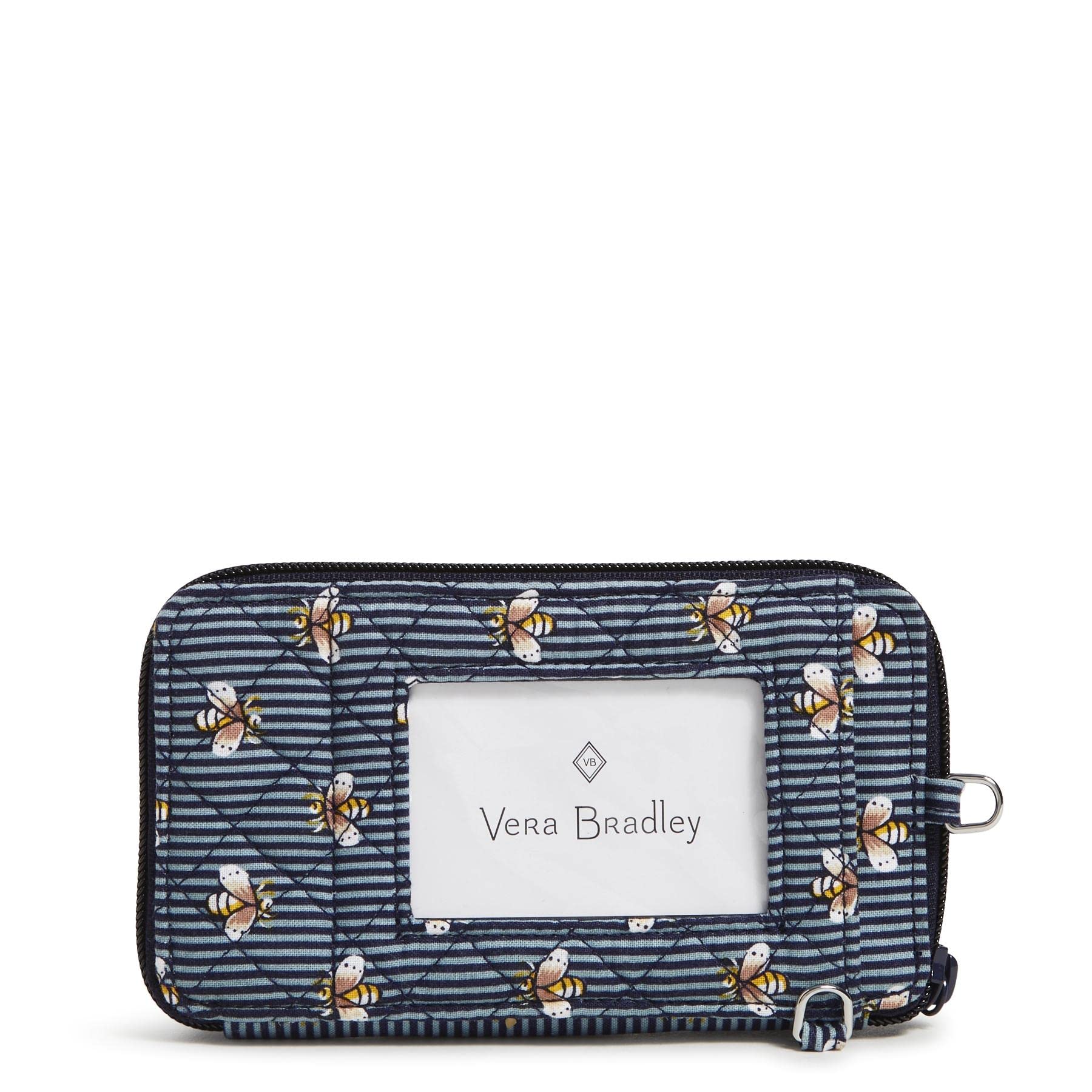 Vera Bradley Women's Cotton Smartphone Wristlet With RFID Protection, Bees Navy - Recycled Cotton, One Size