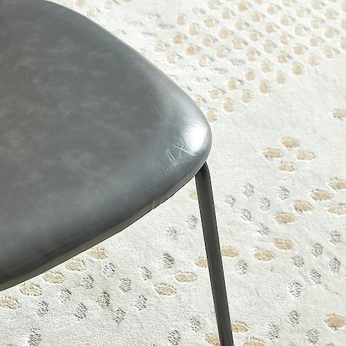 YISH W29990653 Modern Rattan Upholstered Cane Backrest Set of 2, PU Leather Armless Chairs with High-Density Sponge for Dining Living Room Bedroom, Gray