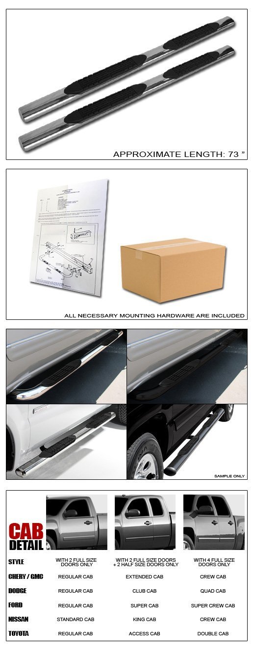 VXMOTOR for 1997-2003 F150 Super/EXT CAB (Not Fit XLT) 4" SS Stainless HD Chrome - Side Step NERF Bars Rail Running Board