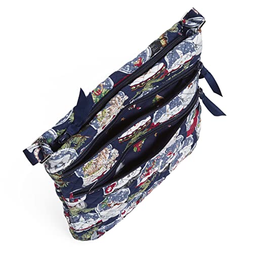 Vera Bradley Women's Cotton Triple Zip Hipster Crossbody Purse, Snow Globes - Recycled Cotton, One Size