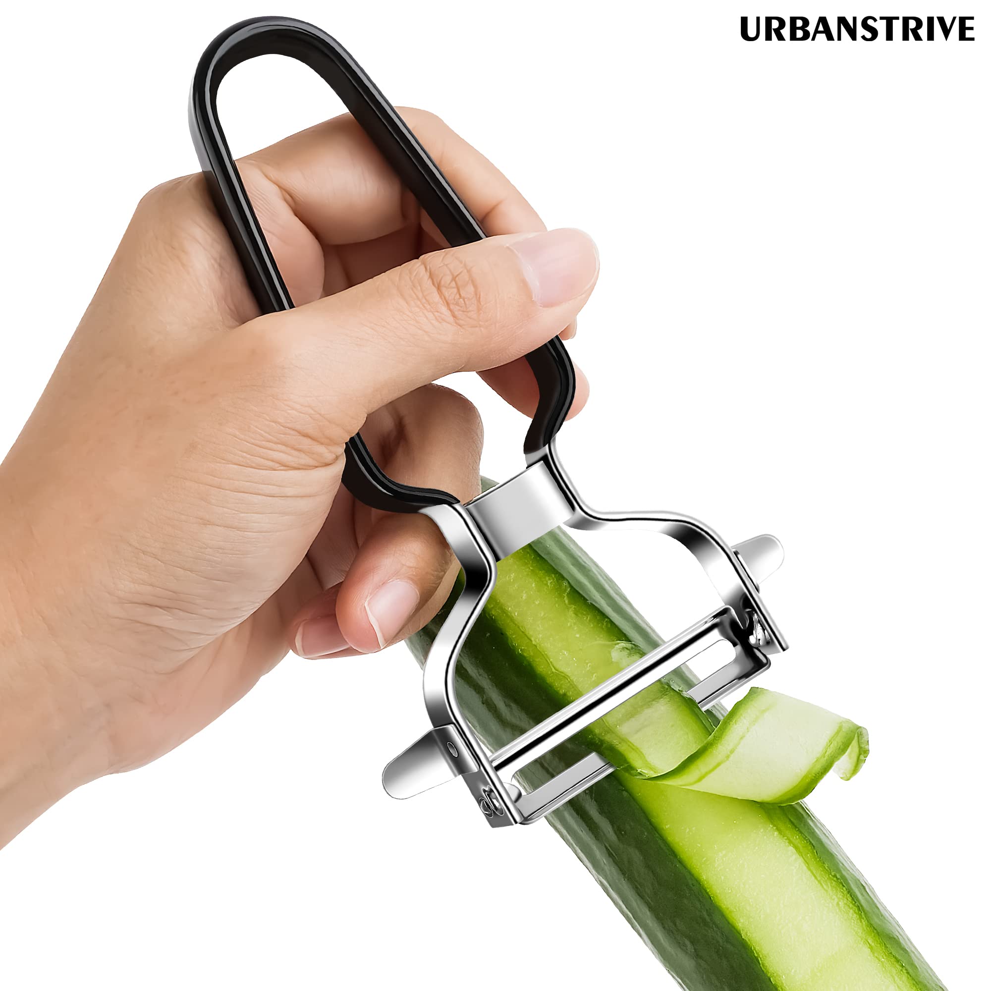 Urbanstrive Stainless Steel Y Shaped Vegetable Peelers For Kitchen, Heavy Duty Potato Peeler Hand, Fruit Peeler Veggie Peeler, Kitchen Food Peelers, Comfortable Handle, Dishwasher Safe, Black