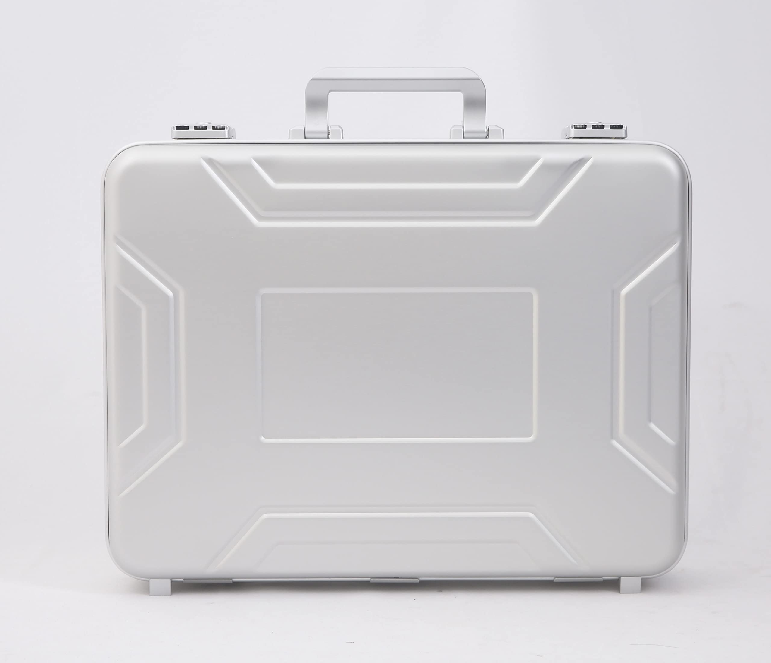 urecimy Silver 18.1X13.8X4.5 Inch Diplomatic Metal Briefcase Aluminum Toolbox Cash Case 18 Inch Laptop Briefcase Hardsided