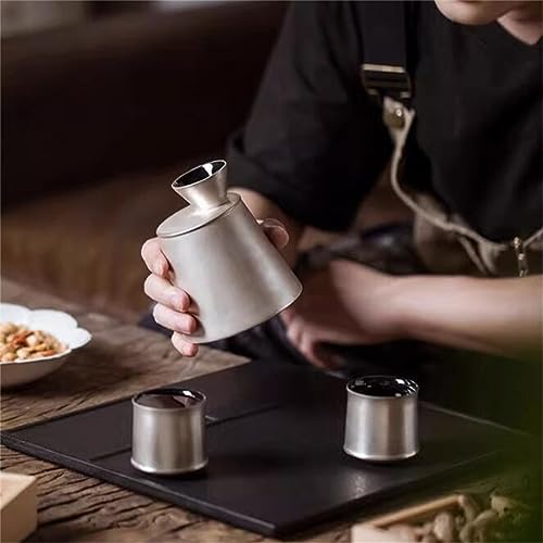 ZLXDP Wine Dispenser Wine Glass Set Chinese Ceramic Retro White Wine Glass Brush Silver Wine Ware