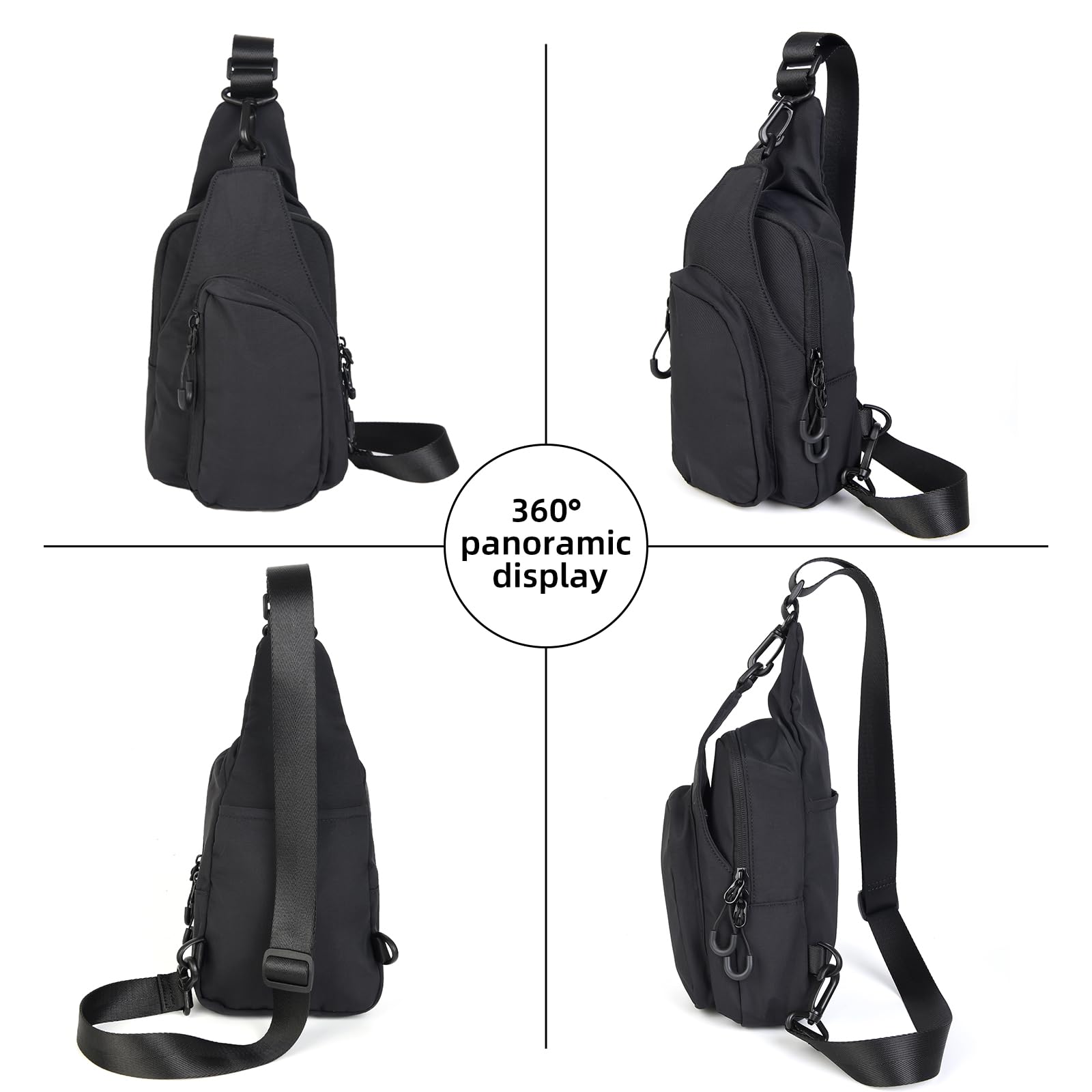 Valleycomfy Women Crossbody Backpack Sling Bag, Small Chest Bag Daypack Fanny Pack Cross Body Bag for Hiking Traveling Outdoors (Black)