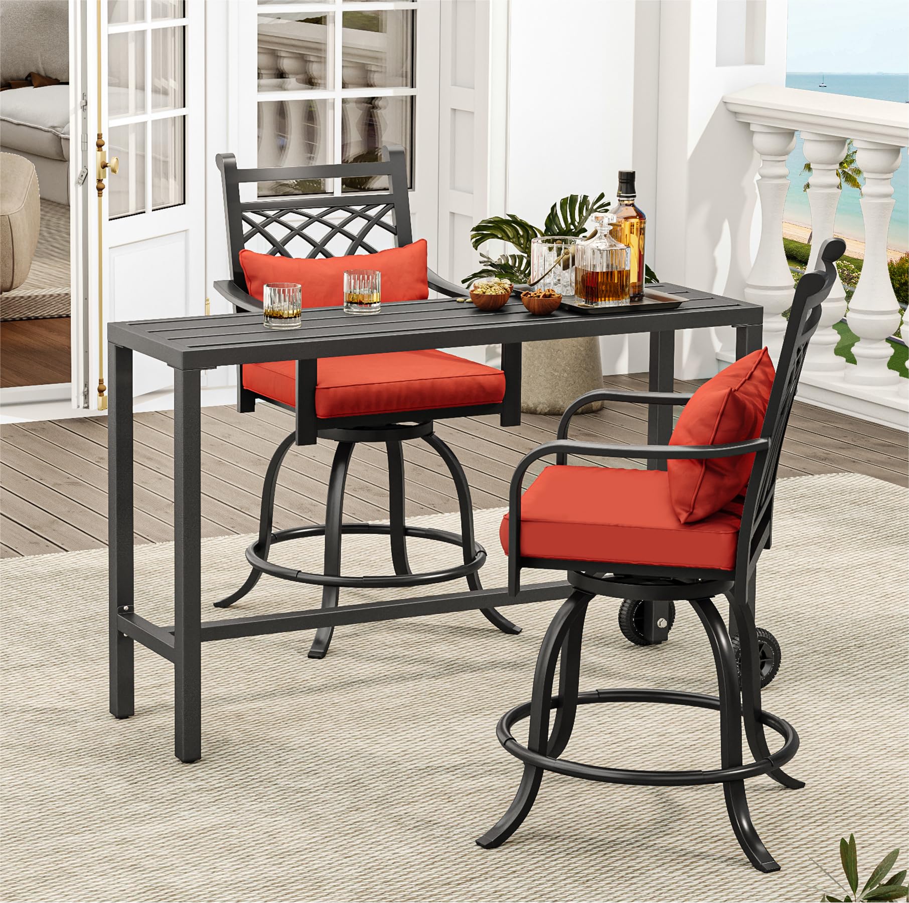 YITAHOME Outdoor Bar Table, 39" Outdoor Patio Bar Table, Weatherproof & Sturdy Bar Height Table for Balcony, Garden, Yard, Poolside, Silver