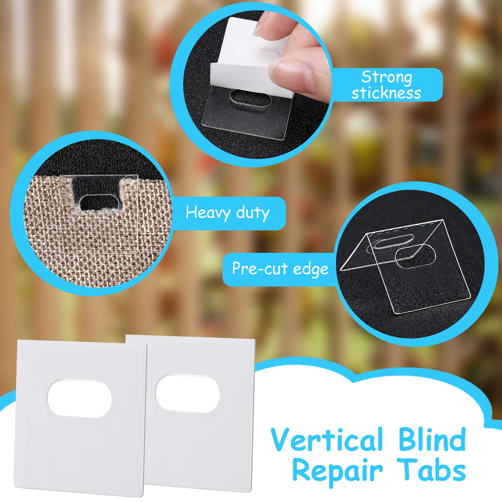Vertical Blind Repair Tabs and Vertical Blind Stem Replacement Window Blind for Broken and Missing Vertical Blinds Repairing (50 Pieces)