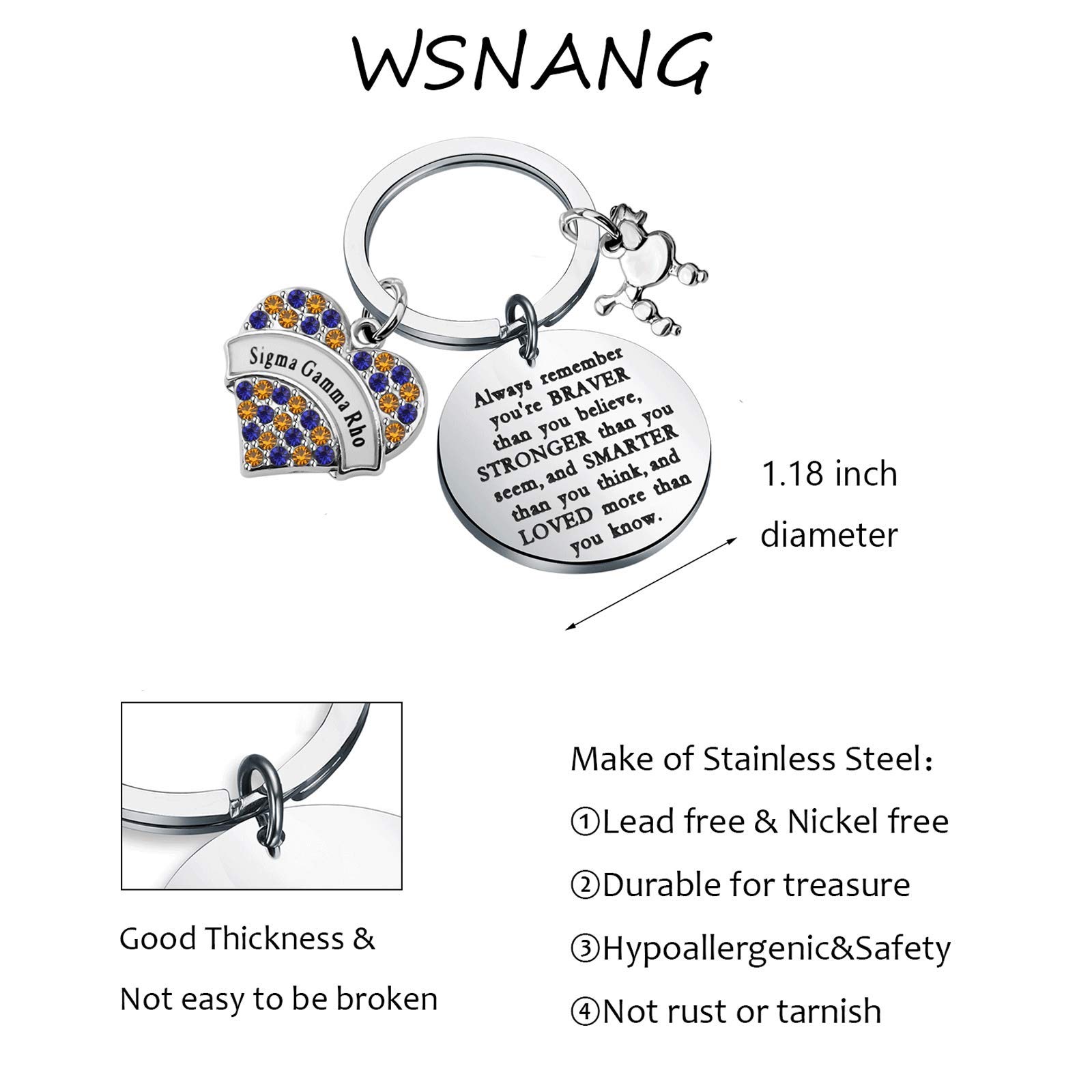 WSNANG SGRho Sorority Gift You are Braver Than You Think Keychain Greek Sorority Jewelry (SGR Always KC)