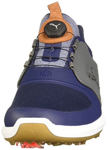 PUMA mens Ignite Pwradapt Caged Disc Golf Shoe, Peacoat-puma Silver-quiet Shade, 10.5 US