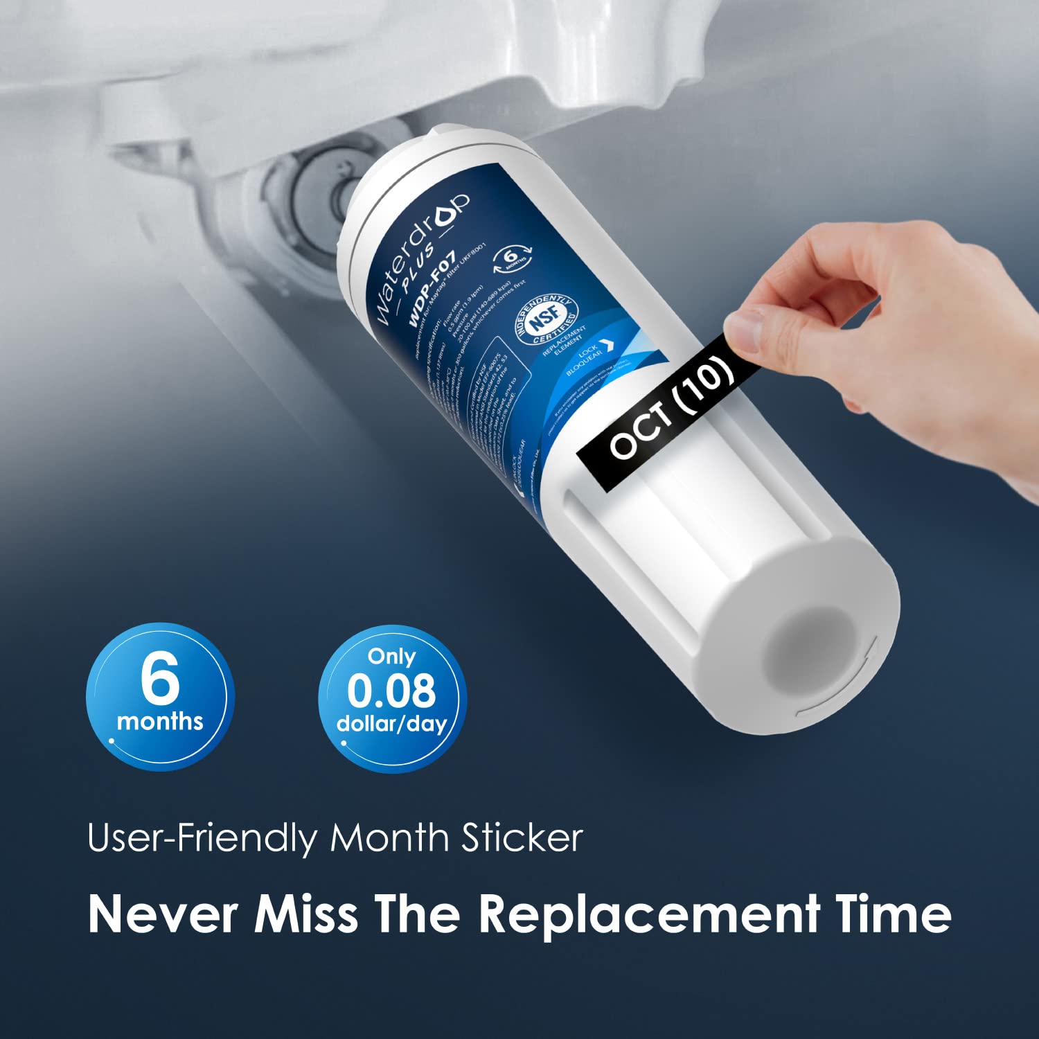 Waterdrop Plus UKF8001 NSF 401, 53 Certified Refrigerator Water Filter, ๐๐๐๐ฎ๐๐ ๐๐
๐๐, Replacement for Whirlpoolยฎ Everydropยฎ Filter 4, EDR4RXD1, Maytag UKF8001AXX, 3 Filters (Package May Vary)