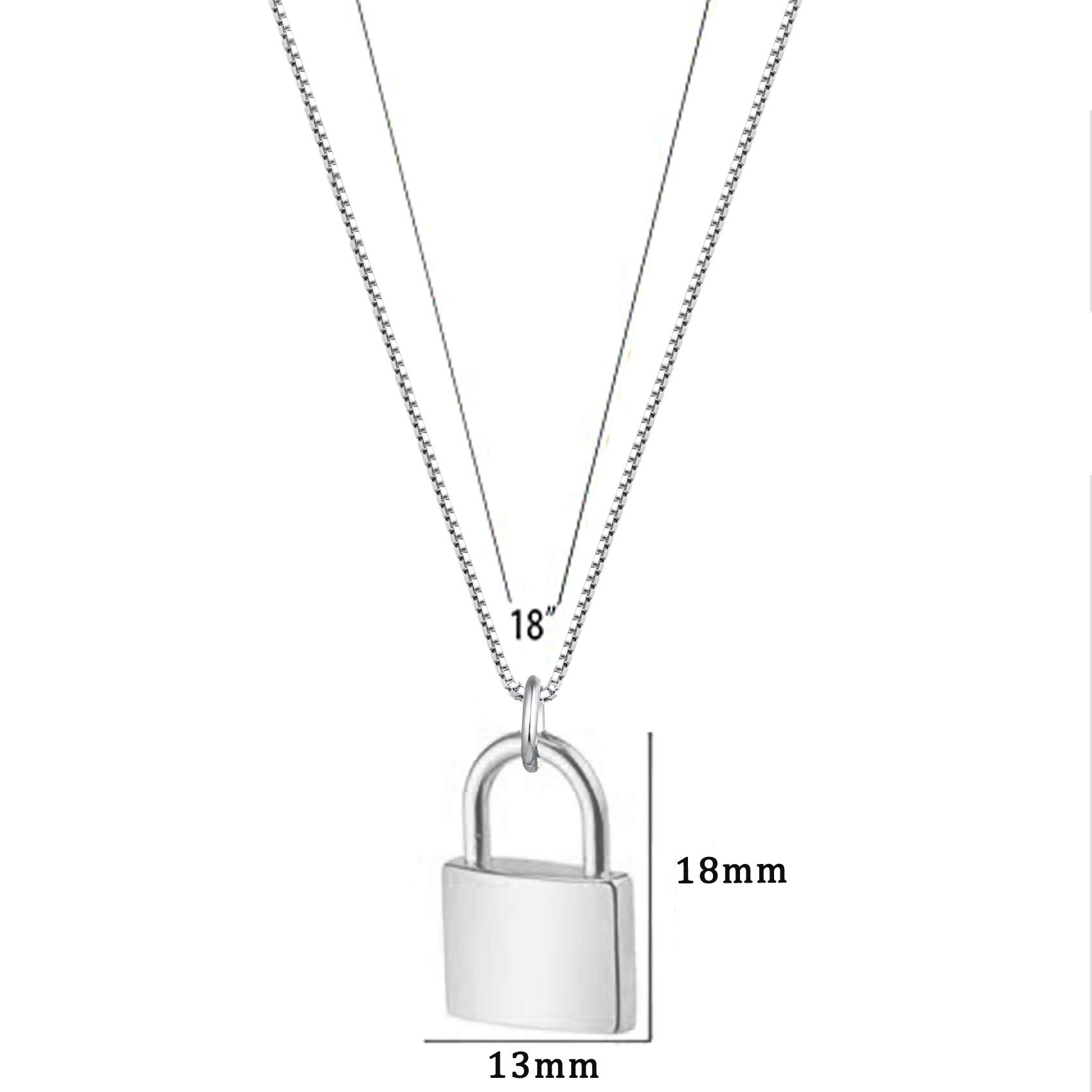 YL Women's Lock Necklace 925 Sterling Sliver Lock Pendant 18k White Gold Plated Jewelry