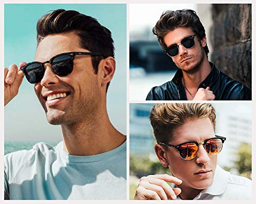 WearMe Pro - Polarized Classic Half Frame Semi Rimless Retro Sunglasses Women Men