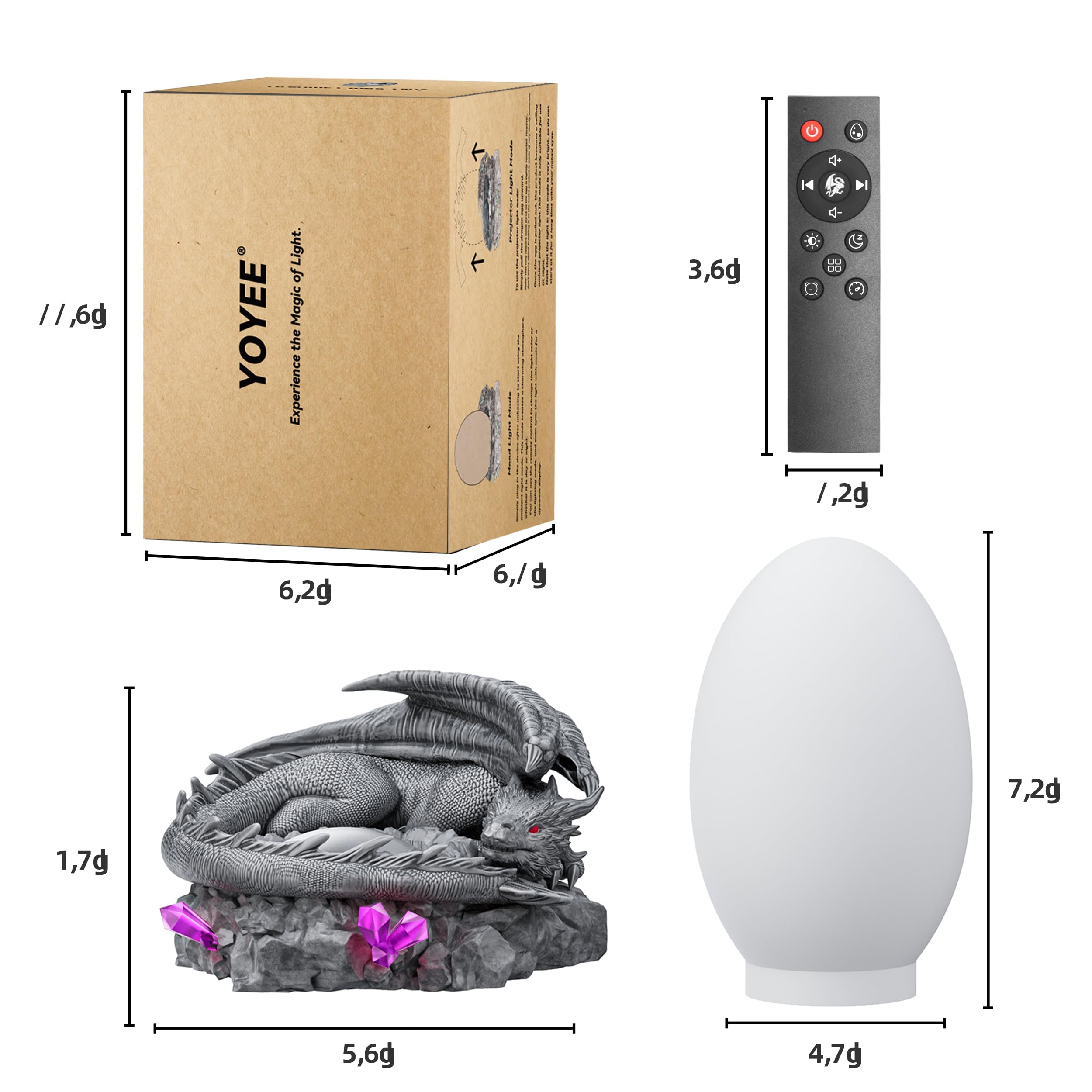 YOYEE Dragon Egg Lamp, Nebula Night Light, Nice Christmas Gifts, Music Speaker and White Noise Machine. Mood Ambiance Lighting for Gaming Desk Decor. Aesthetic Dragon Decor