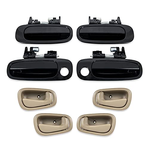 Wztepeng 8Pcs Door Handle Interior Exterior Door Handles Set Front Rear Driver & Passenger Side Compatible withToyota Corolla Chevy Prizm 1998 1999 2000 2001 2002