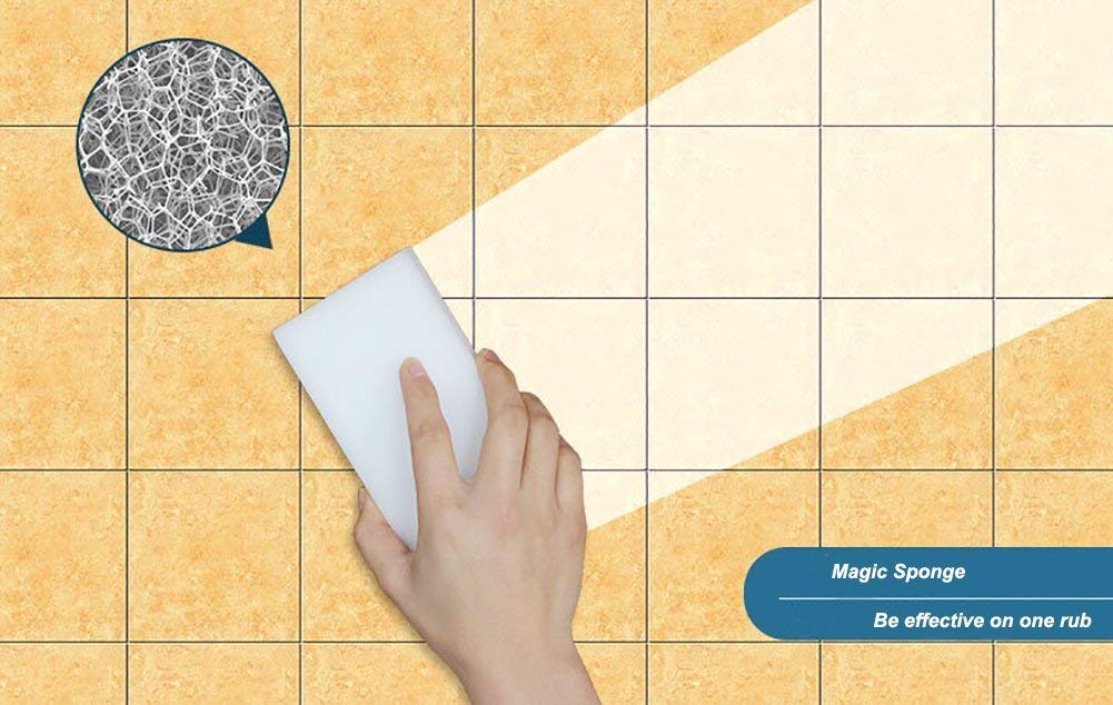 USMYTHA 100Pcs/lot Magic Melamine Cleaning Sponge Multi-Functional Foam Eraser Pads 10x6x2CM(4x2.4x0.8 inch)