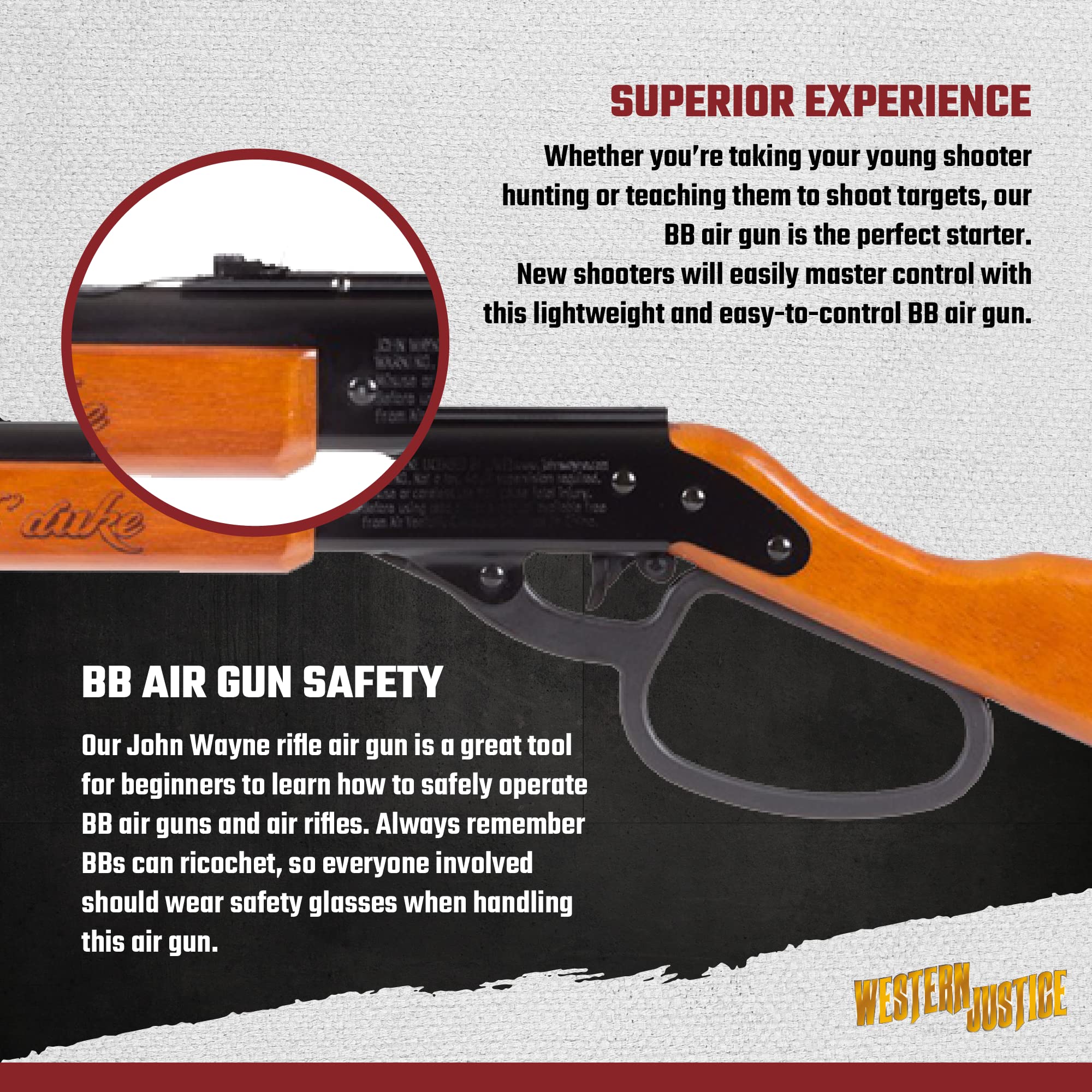 Western Justice John Wayne Lil' Duke BB Gun, Fun Collectible Rifle for Shooters of All Ages, .177 Cal