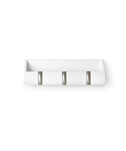 Umbra Cubby Mini Organizer – with Hooks and Compartment, Great for Holding Keys, Phone, Chargers, Mail, and Oher Goods, Compact Storage, White