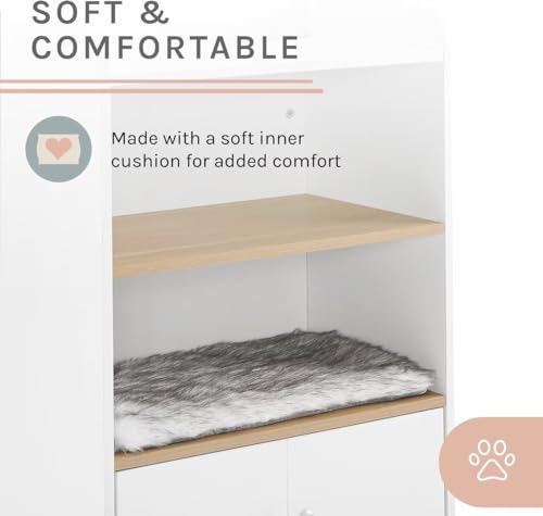 YUSTY 39 Inch Single Back Bookcase Cat Tree-Modern Style-Multifunctional Design-Premium Material-Machine Washable Cushion-Blends Well with Home Decor