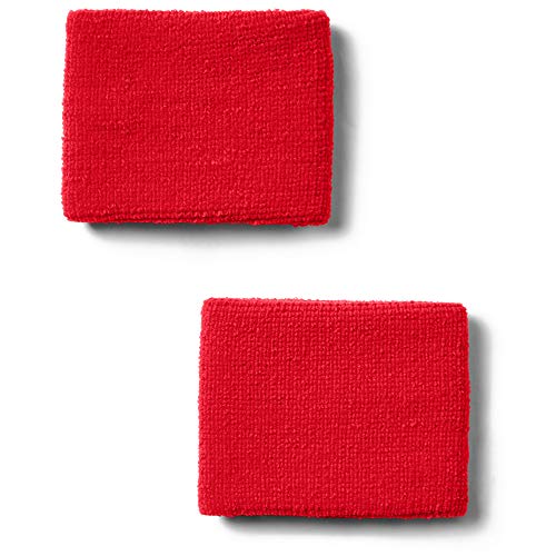 Under Armour Men's 3-inch Performance Wristband 2-Pack , Red (600)/White, One Size Fits All