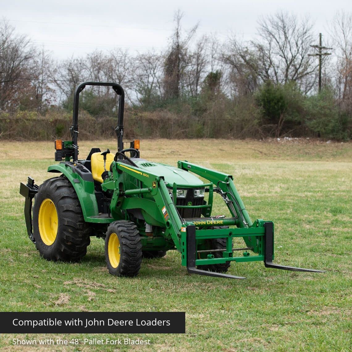 Titan Attachments Pallet Fork Attachment, 42†Fork Blades, Rated 3,000 LB, Receiver Hitch, Fits John Deere Loaders