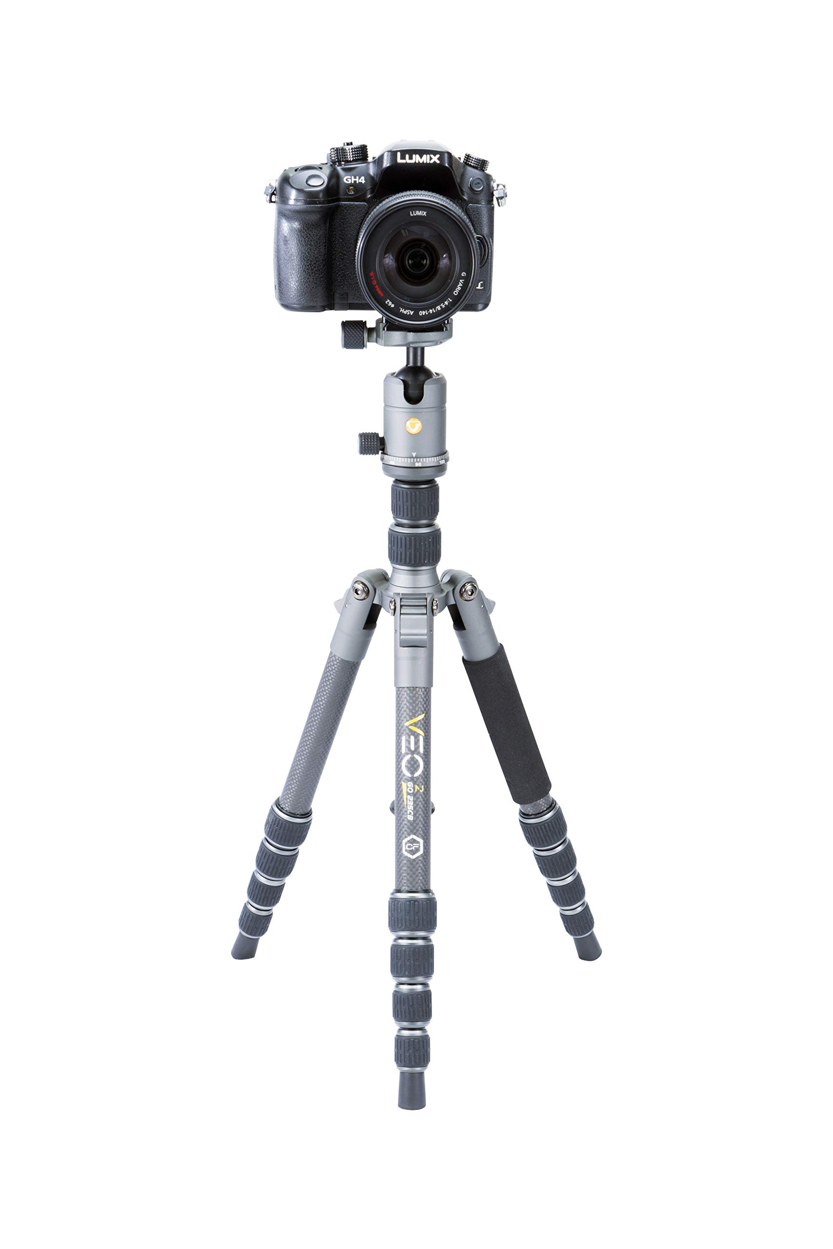 Vanguard VEO2GO235CB Carbon Fiber Travel Tripod with Ball Head for Sony, Nikon, Canon, Fujifilm Mirrorless, Compact System Camera (CSC), DSLR Grey
