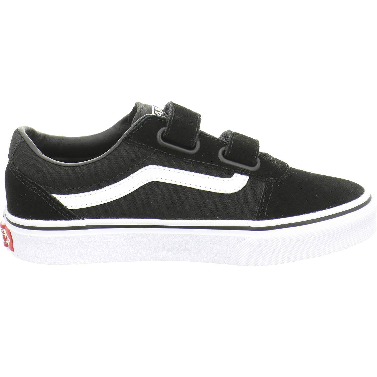 Vans Boy's Ward V-Velcro Trainers Sneaker, Black Suede Canvas Black White Iju, 28