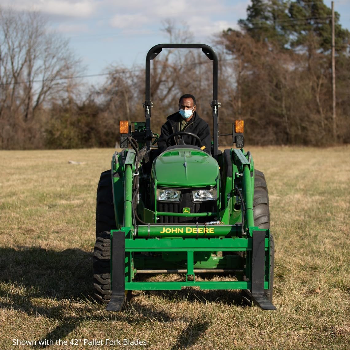 Titan Attachments Pallet Fork Attachment, 48†Fork Blades, Rated 3,000 LB, Receiver Hitch, Fits John Deere Loaders
