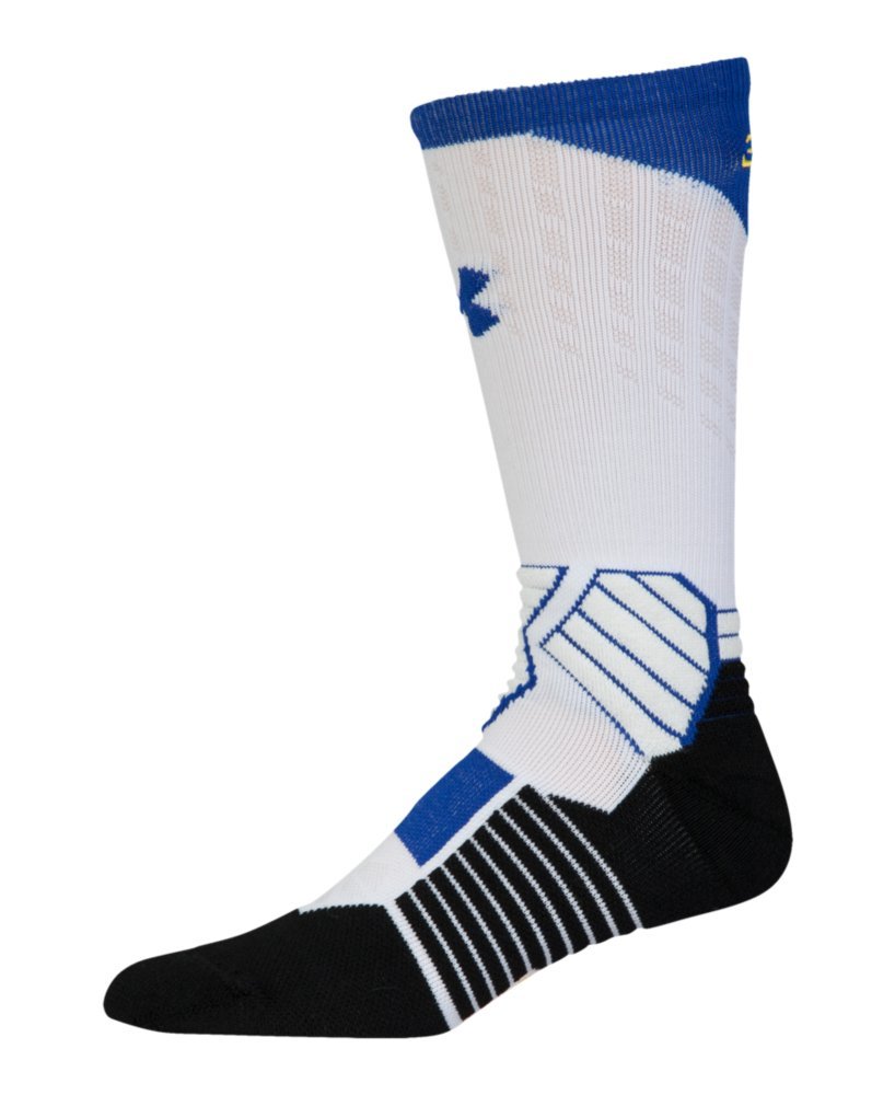 Under Armour Youth Basketball Curry Crew Socks, 1-Pair , White/Royal , Small