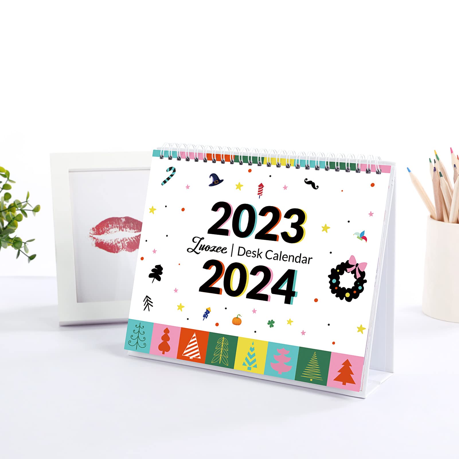 Zuozee Desk Calendar 2023-2024 and Acrylic Magnetic Dry Erase Board Bundle Sales