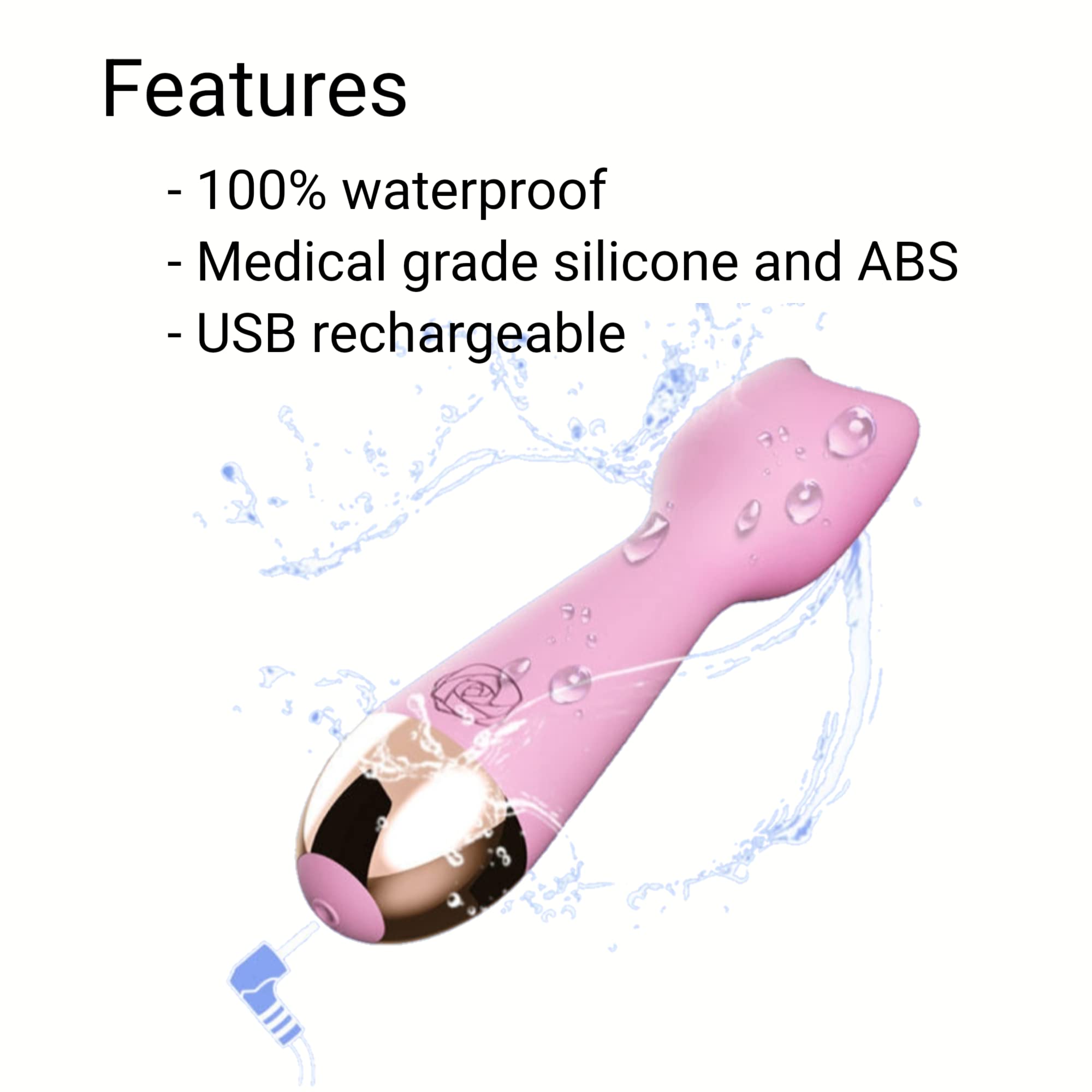 Vibrator, Sex Toy, G-spot Stimulation, Dildo for Women Pleasure, Massage Gun, 100% Waterproof, 10 Patterns & Speeds, USB Rechargeable