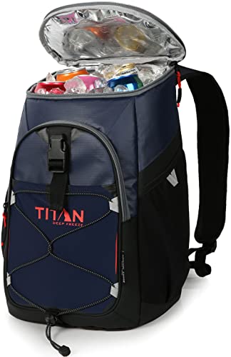 Titan Deep Freeze Backpack Cooler - 24 Can Cooler Bag Insulation, Navy Blue