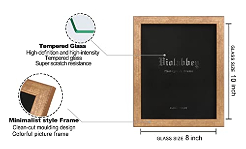 VIOLABBEY 8x10 Picture Frames Set of 4, Colorful Photo Frame of Modern Style, High Definition Tempered Real Glass, Wall Mounted or Tabletop Display (Gold+Red)
