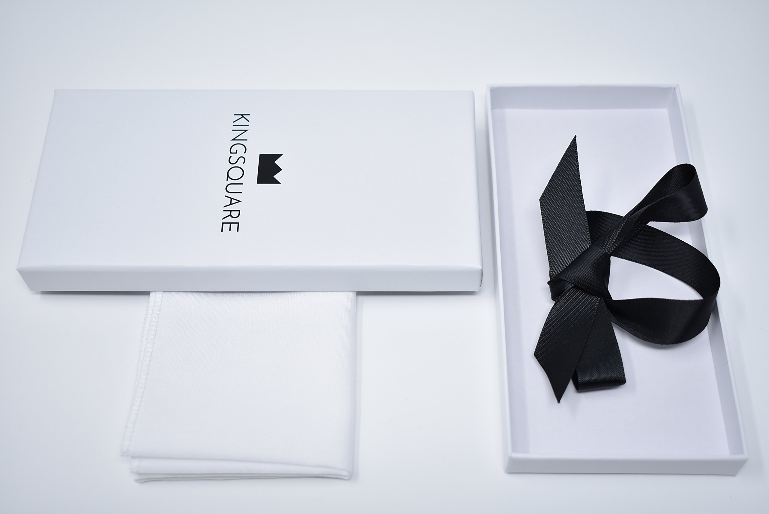 White Cotton Pocket Square Handkerchief with Gift Box