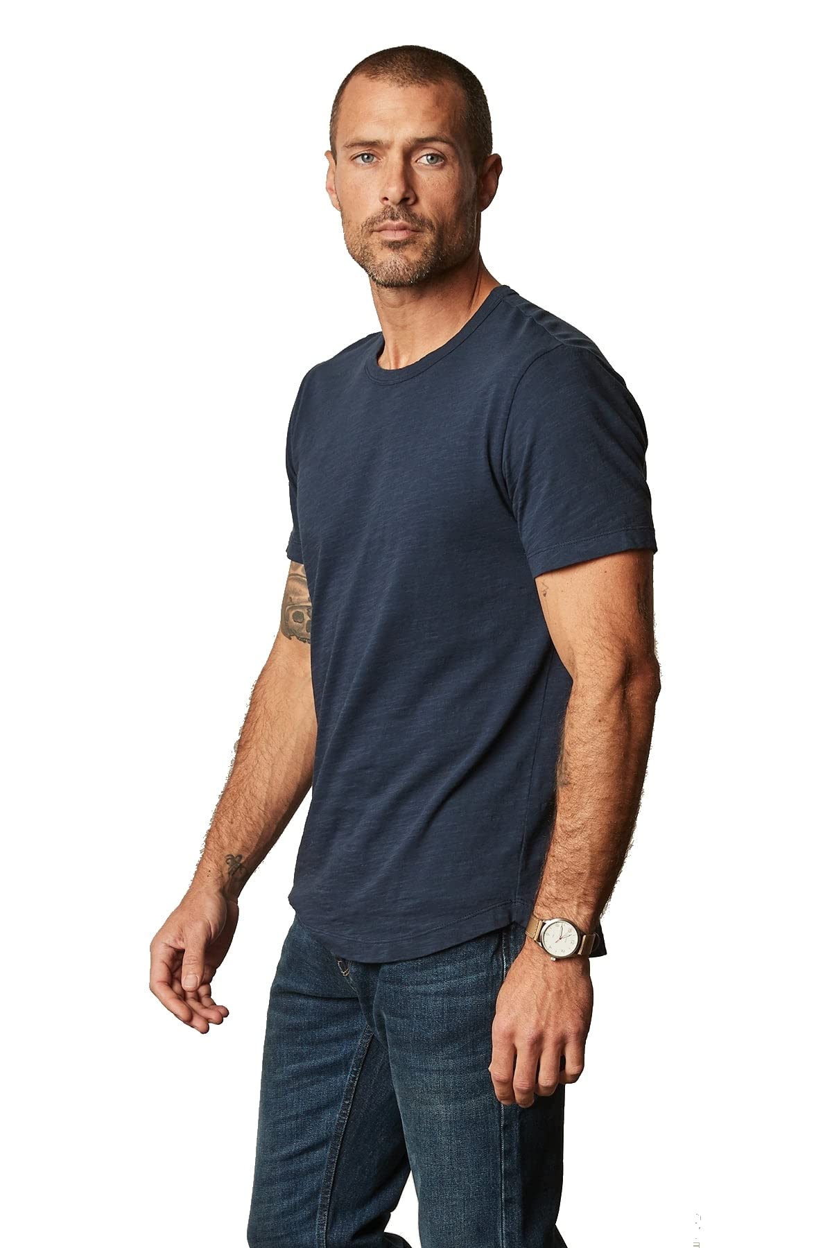 Velvet by Graham & Spencer mens Velvet Graham Spencer Men's Amaro Rounded Hem Crew Shirt, Midnight, X-Large US