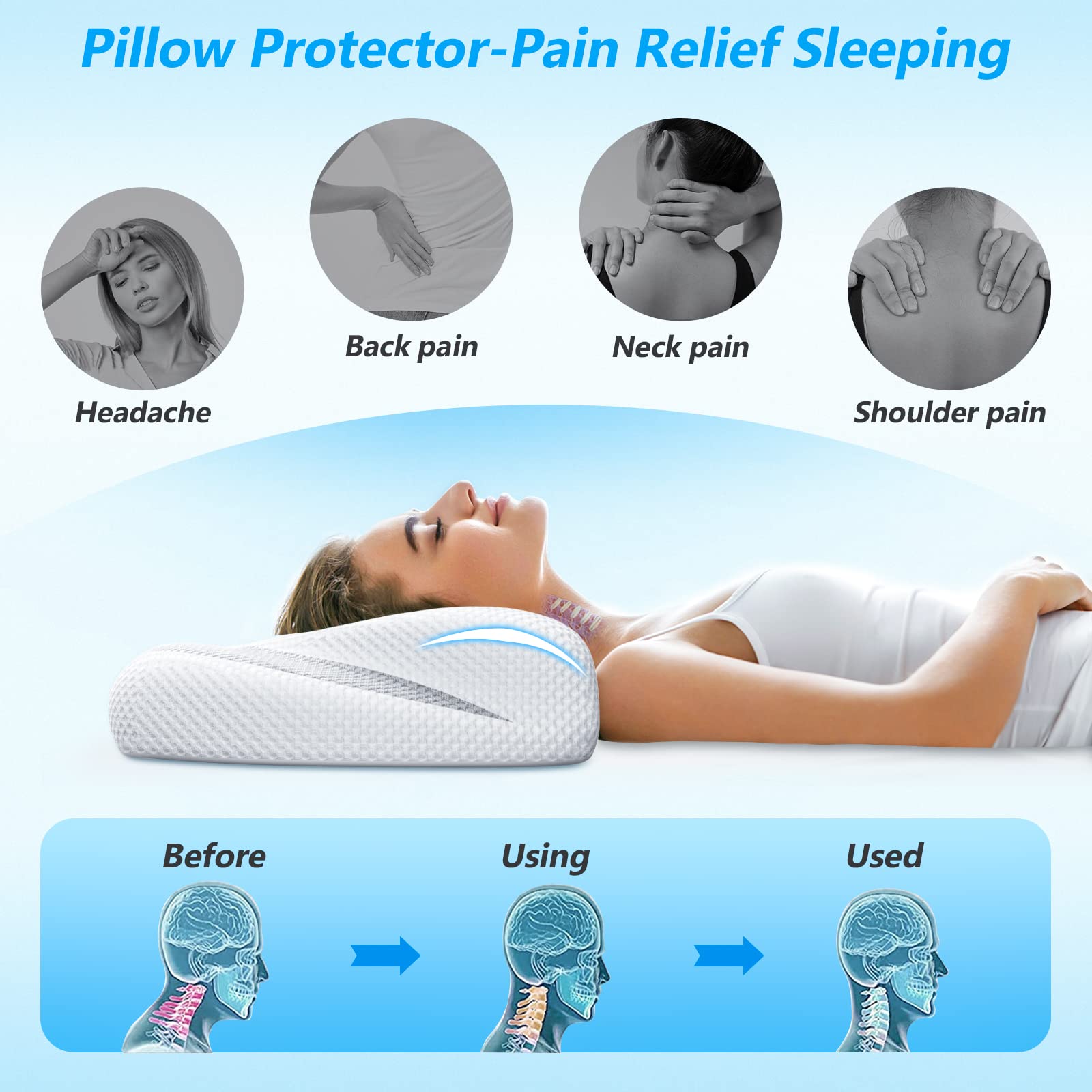 Zrfmib Cervical Memory Foam Pillow, Side Sleeper Pillow for Neck and Shoulder Pain, Adjustable Ergonomic Contour Neck Support Pillow, Odorless, Neck Pain Relief, Gray