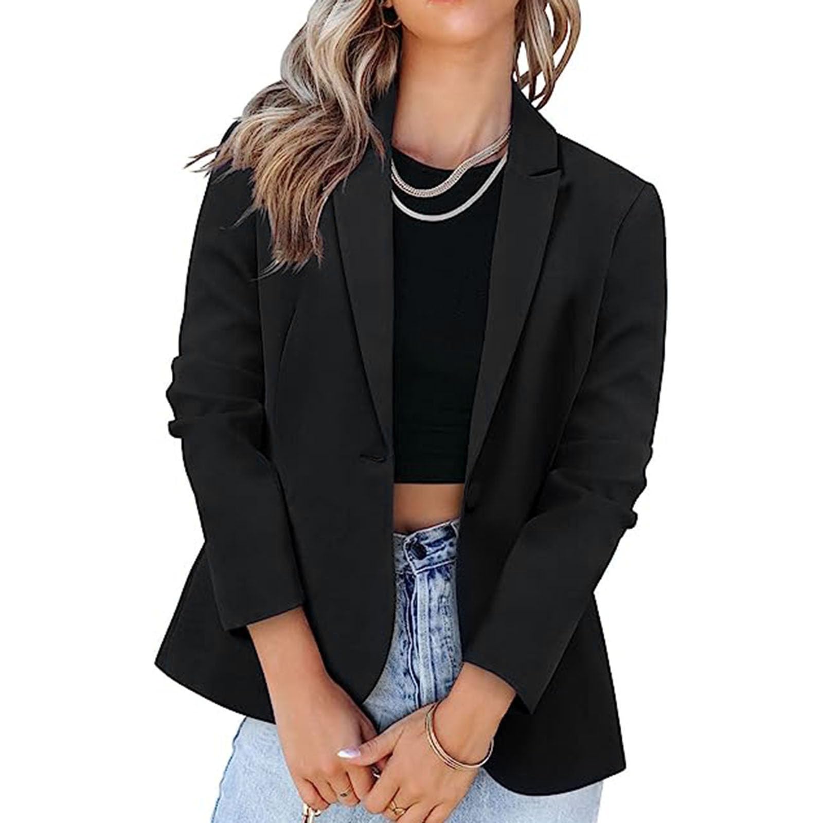 Womens Fall Fashion 2023 Casual Blazers Long Sleeve Open Front Work Suit Office Blazer Jackets with Pockets