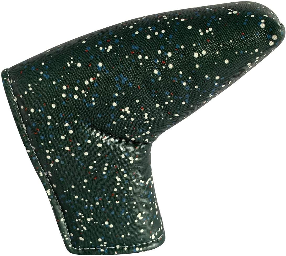 Yopral Golf Blade Putter Head Cover Green Paintgalaxy Strong Magnetic Bar Closure Headcover for Golf Clubs