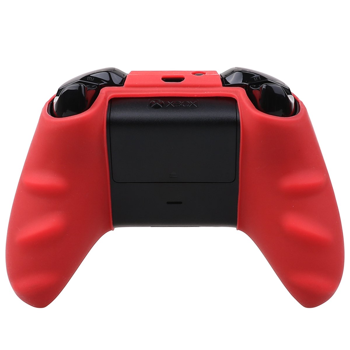 YoRHa Silicone Cover Skin Case for Microsoft Xbox One X & Xbox One S Controller x 1(red) with Pro Thumb Grips 8 Pieces