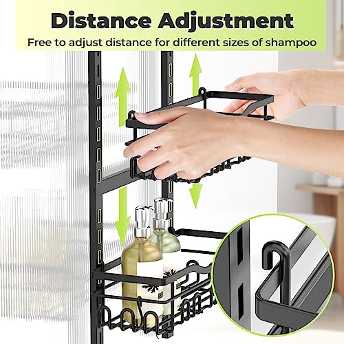 Vmiya 3-Tier Over-the-Door Shower Caddy, Hanging Shower Caddy Rack with Soap and Toothbrush Holder, Rustproof Bathroom Shampoo Holder for Shower